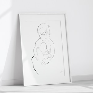 Big Brother Little Brother Line Art Print, Brothers Gift, Family Wall ...