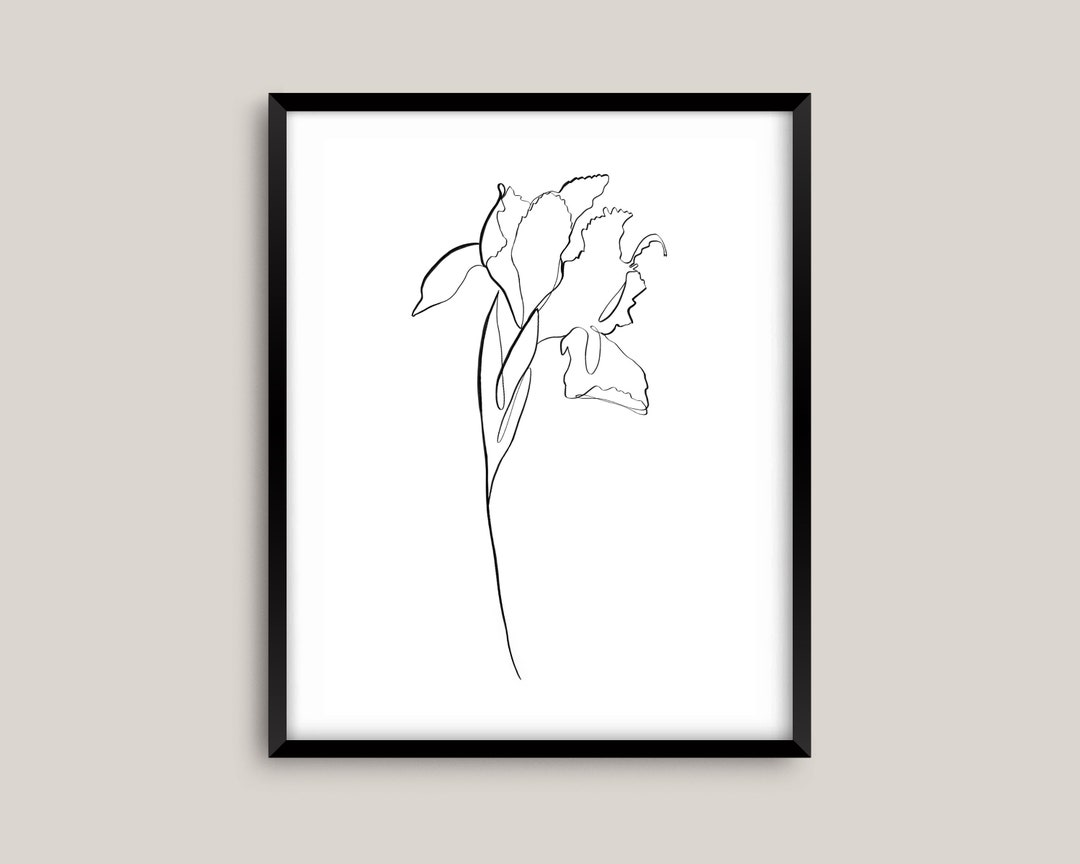 Iris One Line Drawing, Spring Wall Art, Nature Print, Abstract Iris ...