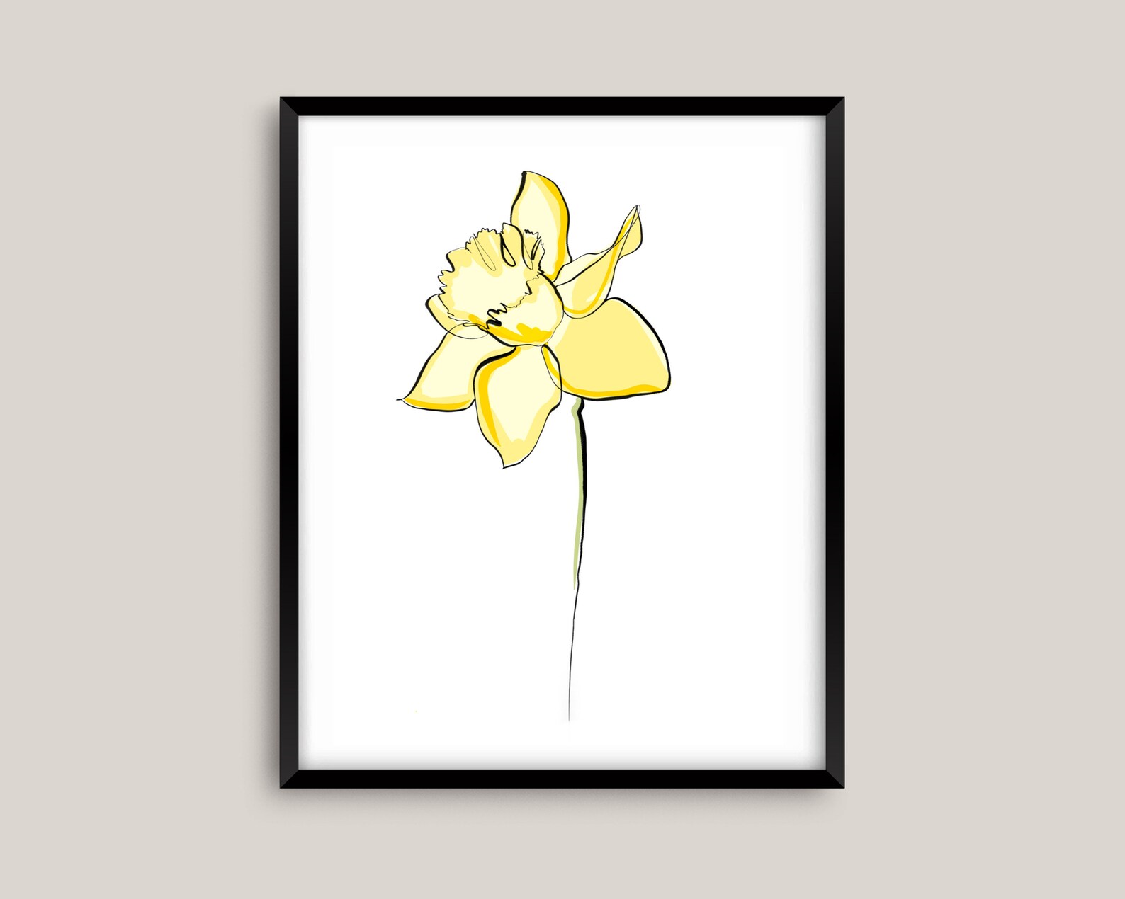 Daffodil One Line Drawing, Spring Wall Art, Nature Print, Easter ...