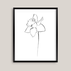 Daffodil One Line Drawing, Spring Wall Art, Nature Print, Easter ...