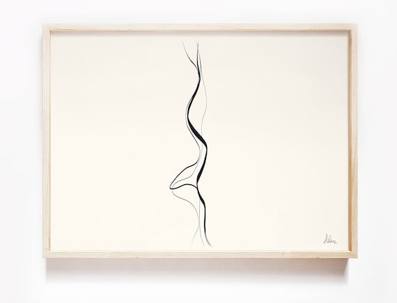 Abstract Couple Line Art Romantic Kiss One Line Drawing | Etsy