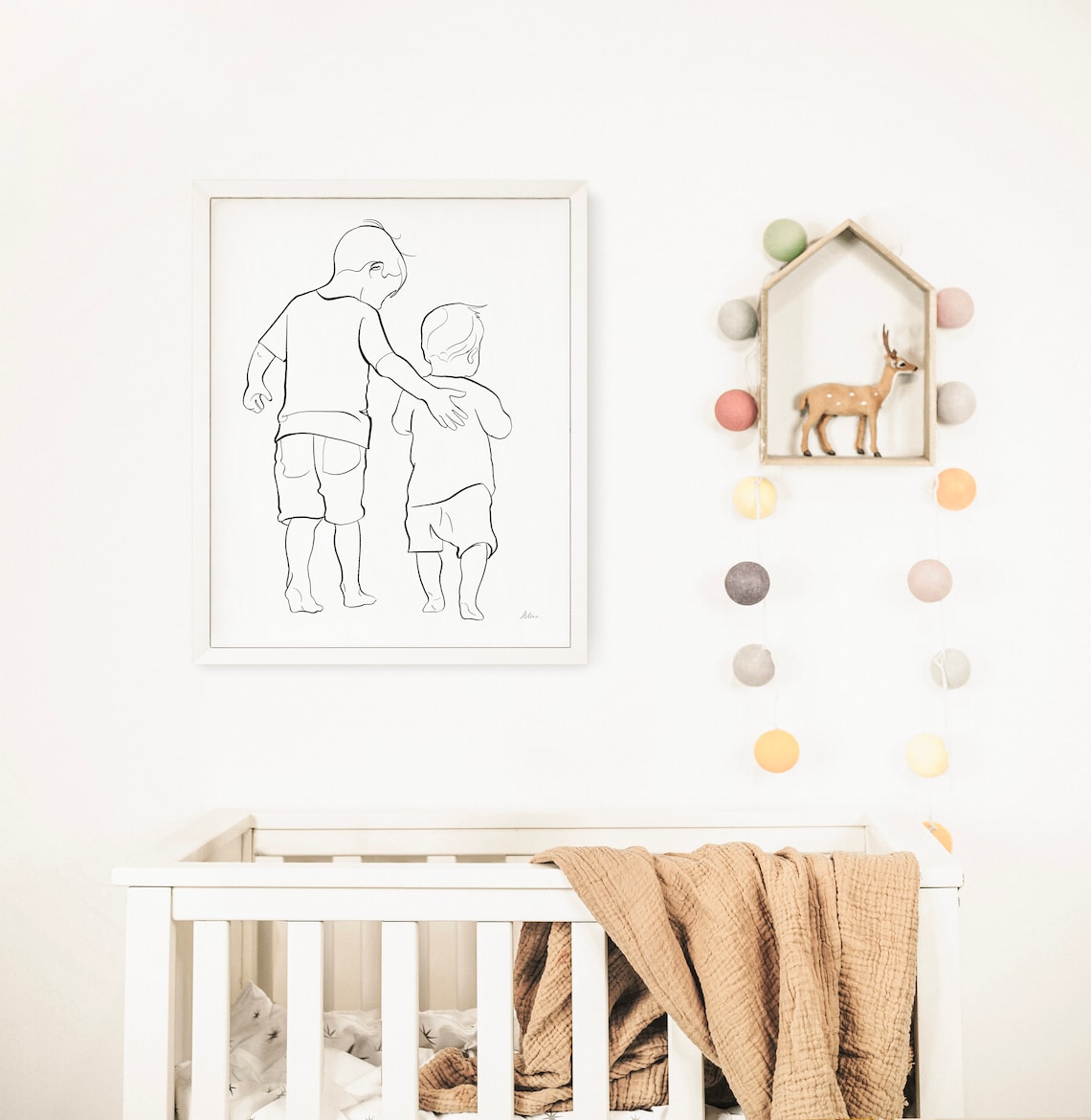 Big Brother Little Brother Line Art Print, Brothers Gift, Family Wall ...