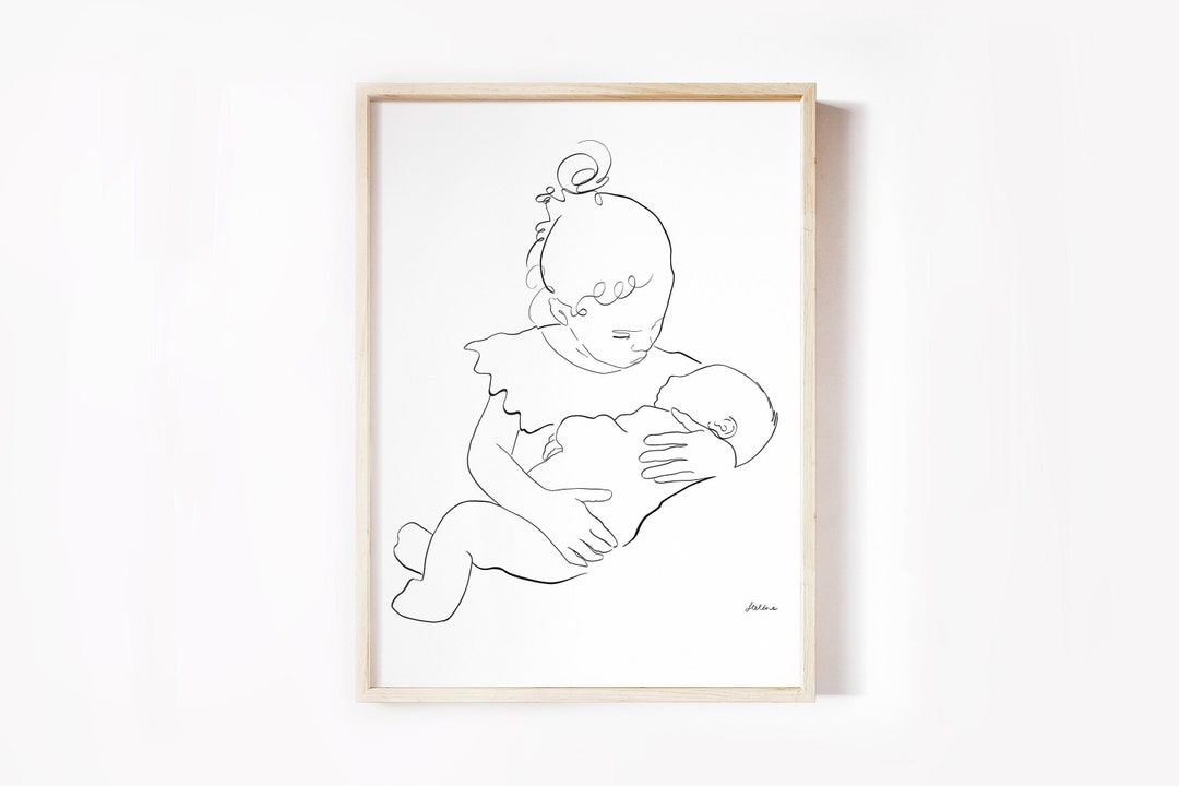 Big Sister Little Brother Line Art Print, Brothers Gift, Family Wall ...