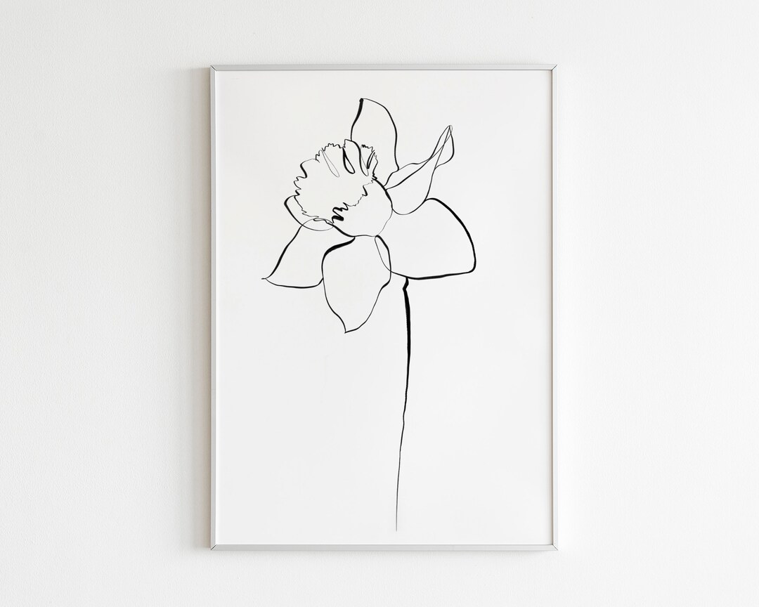 Daffodil One Line Drawing, Spring Wall Art, Nature Print, Easter ...