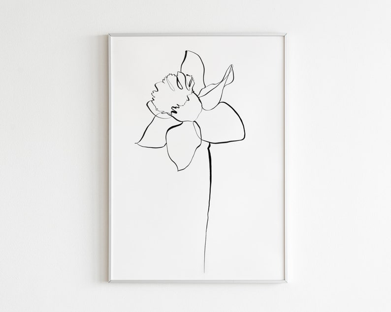 Daffodil One Line Drawing, Spring Wall Art, Nature Print, Easter ...