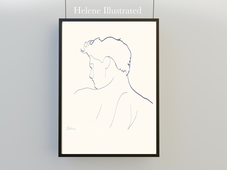 Male Line Drawing Portrait Gay Art Masculine Prints Gift | Etsy
