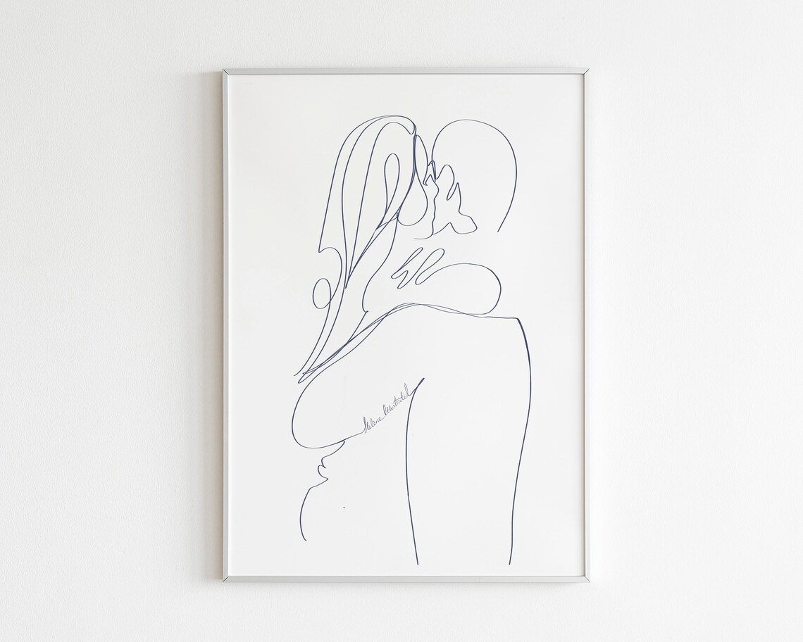 Abstract Couple Line Art Romantic Couple One Line Art One - Etsy UK