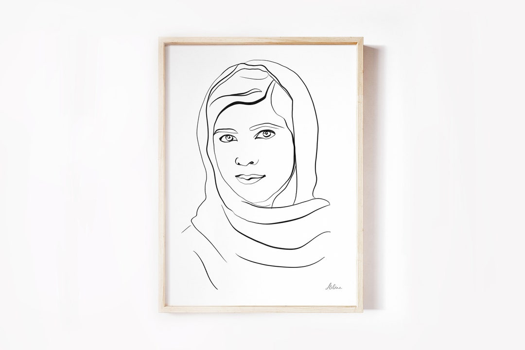 Malala Yousafzai Line Drawing Feminist Classroom Wall Art Etsy