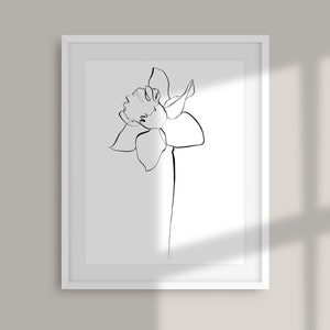 Daffodil One Line Drawing Spring Wall Art Nature Print | Etsy