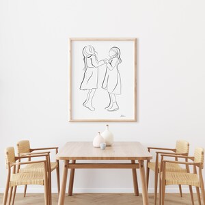 Sisters Line Art Print, Sister Gift, Family Wall Art, Mothers Day, Gift ...