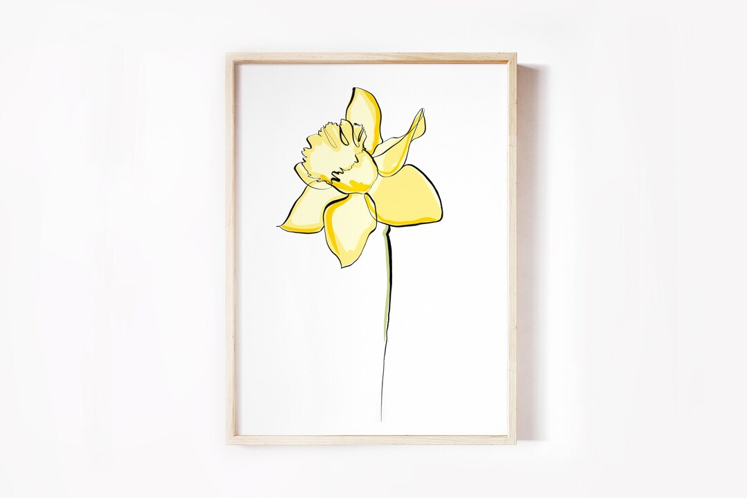 Daffodil One Line Drawing, Spring Wall Art, Nature Print, Easter ...