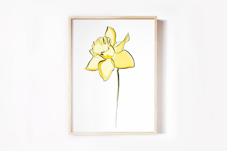 Daffodil One Line Drawing Spring Wall Art Nature Print | Etsy