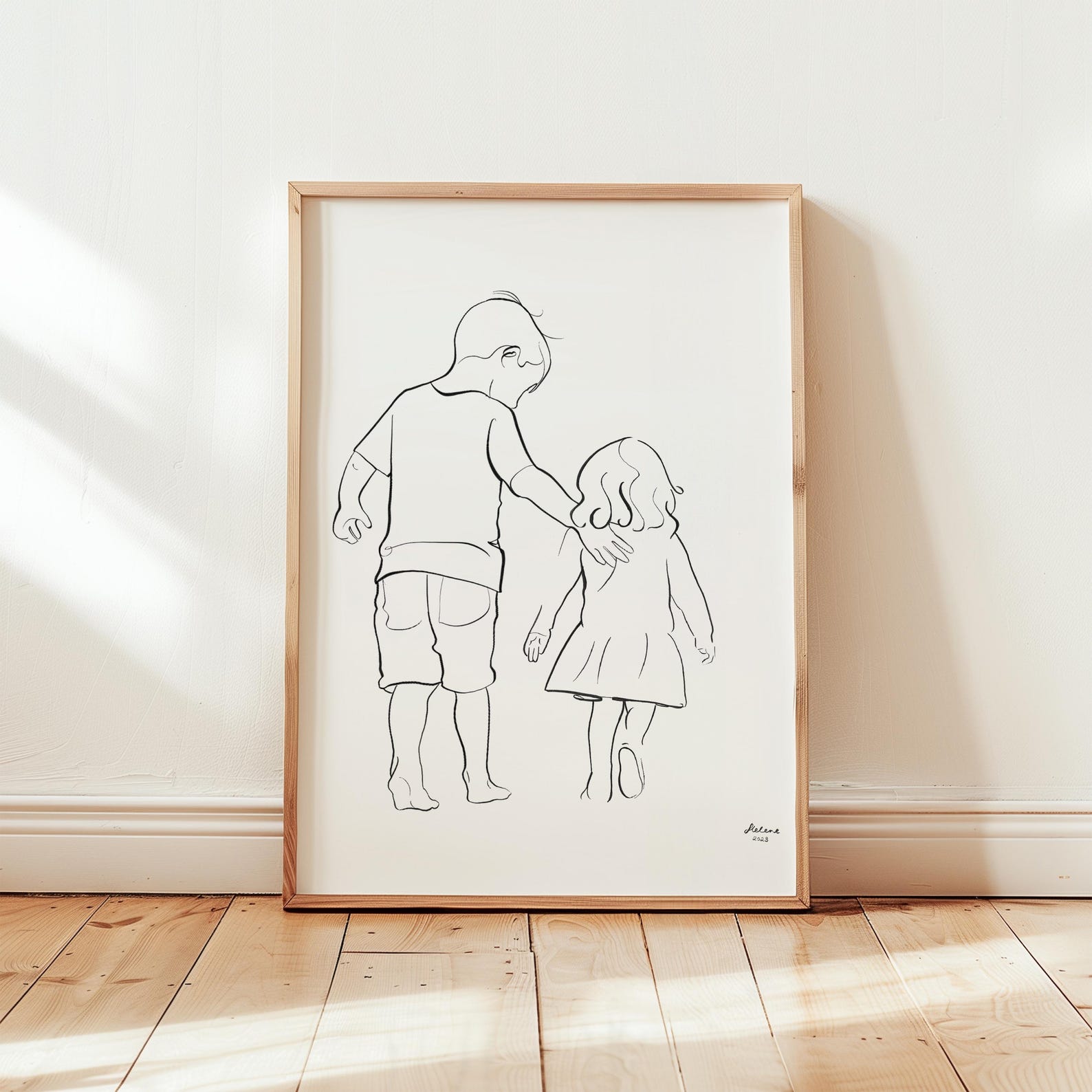 Big Brother Little Sister Line Art Print, Brother and Sister Gift ...