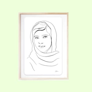 Malala Yousafzai Line Drawing, Feminist Classroom Wall Art - Etsy