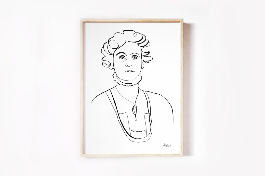 Emmeline Pankhurst Line Drawing, Suffragette Woman Print, Feminist Gift ...