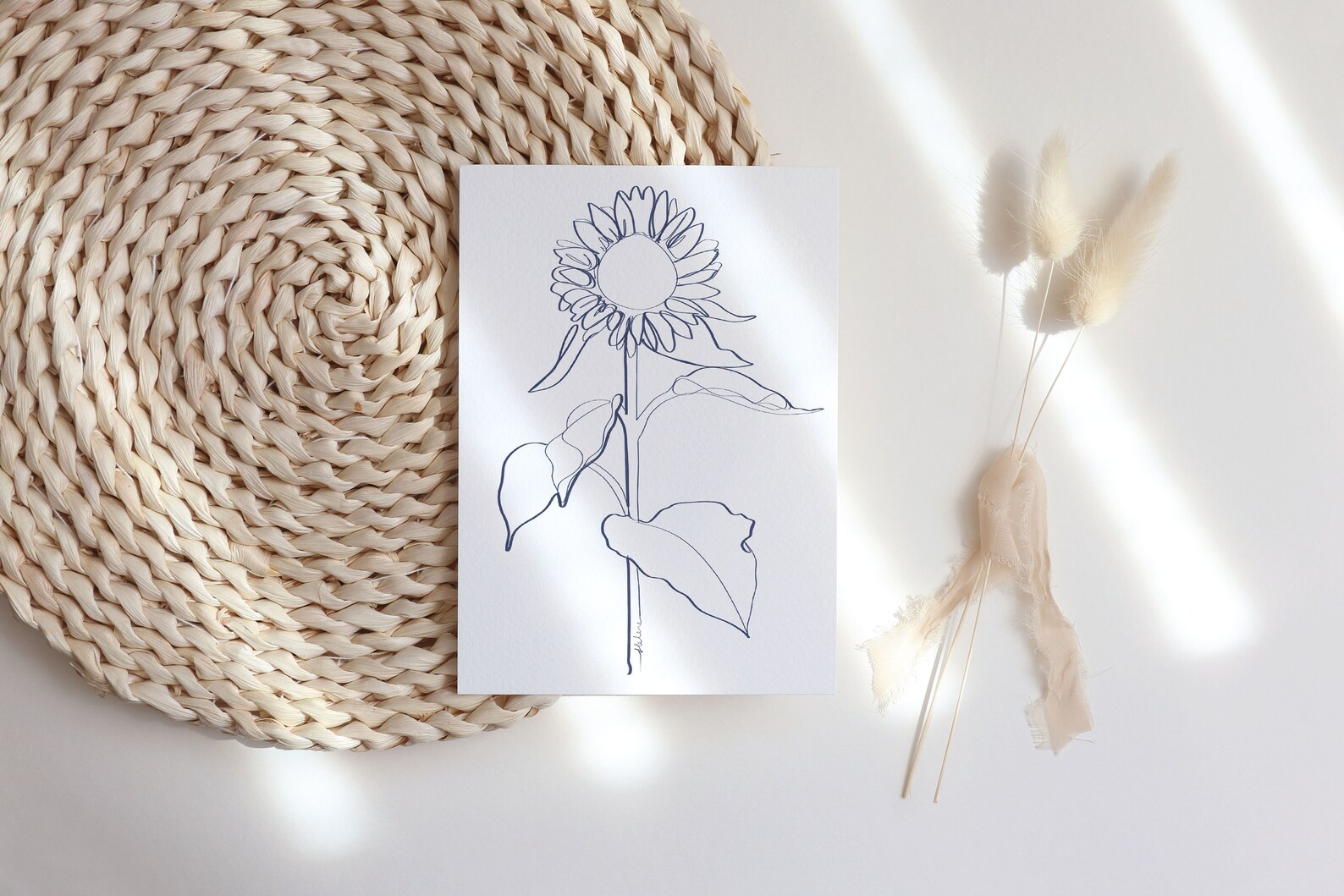 Sunflower Print, One Line Art Print, Autumn Decor, Sunflower Gift ...