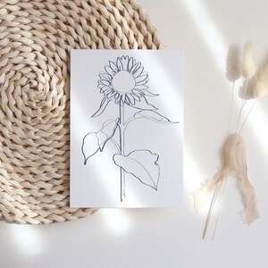 Sunflower Print, One Line Art Print, Autumn Decor, Sunflower Gift ...