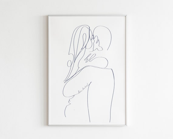 Abstract Couple Line Art Romantic Couple One Line Art One | Etsy