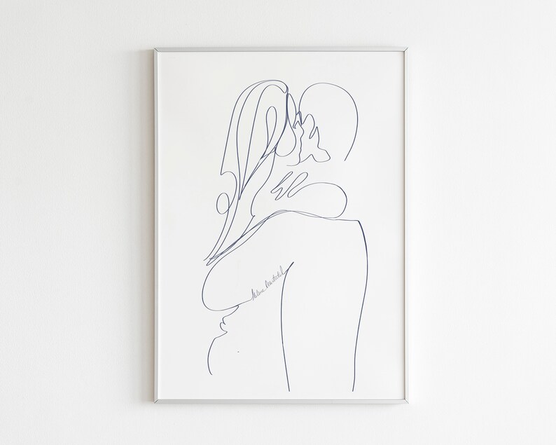 Abstract Couple Line Art Romantic Couple One Line Art One | Etsy