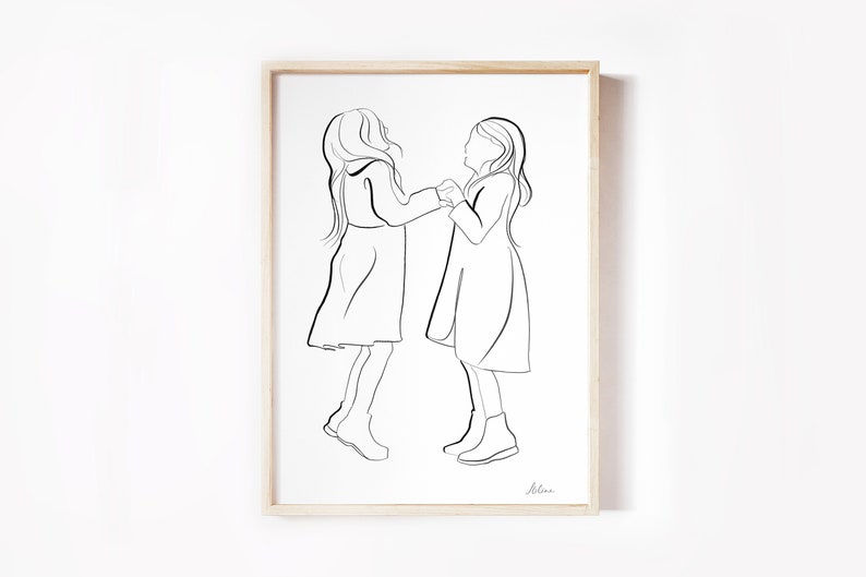 Sisters Line Art Print Sister Gift Family Wall Art Mothers - Etsy