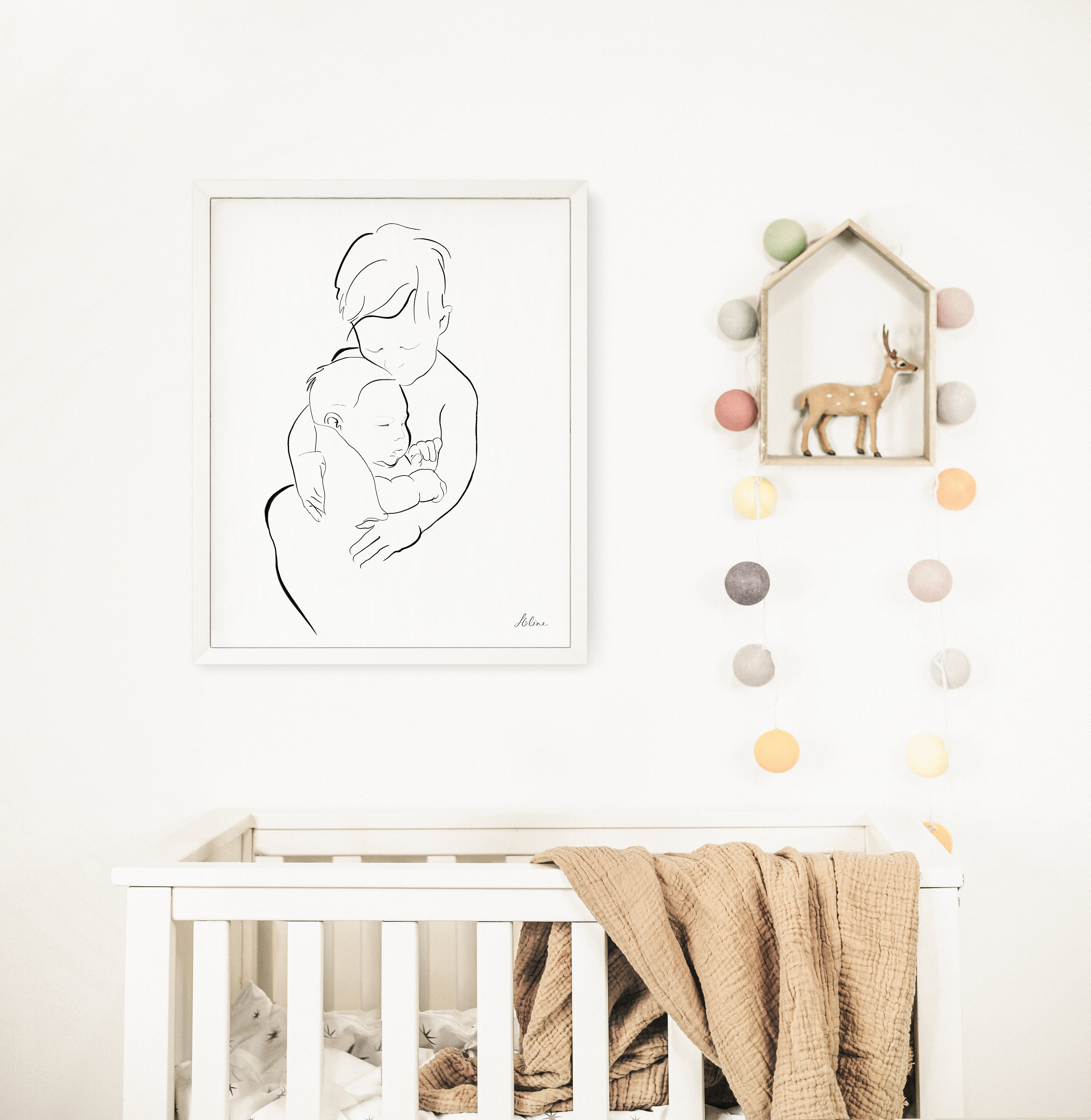 Big Brother Little Brother Line Art Print, Brothers Gift, Family Wall ...