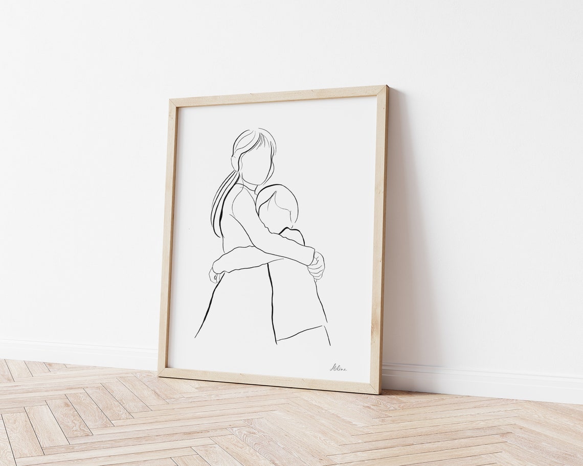 Big Sister Little Brother Line Art Print Sister Gift Family - Etsy Canada