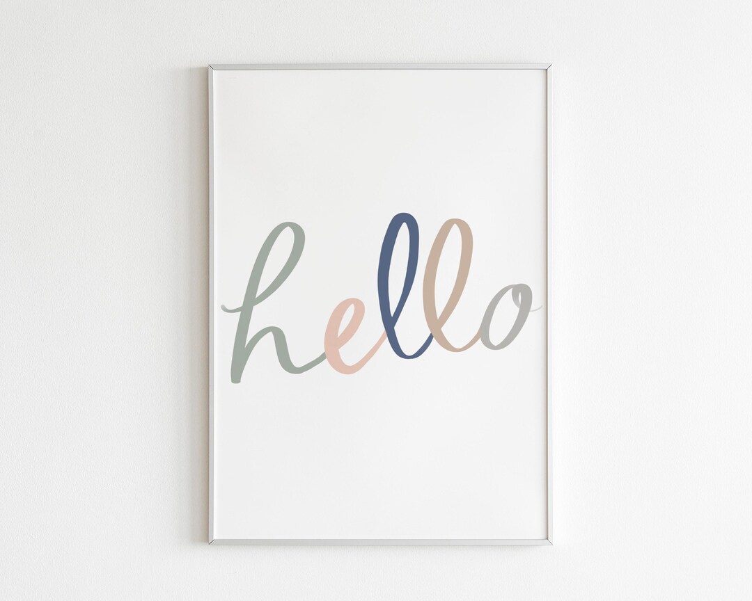 Hello Wall Art Print, Welcome Sign, Typography, Home Wall Art, Hallway ...
