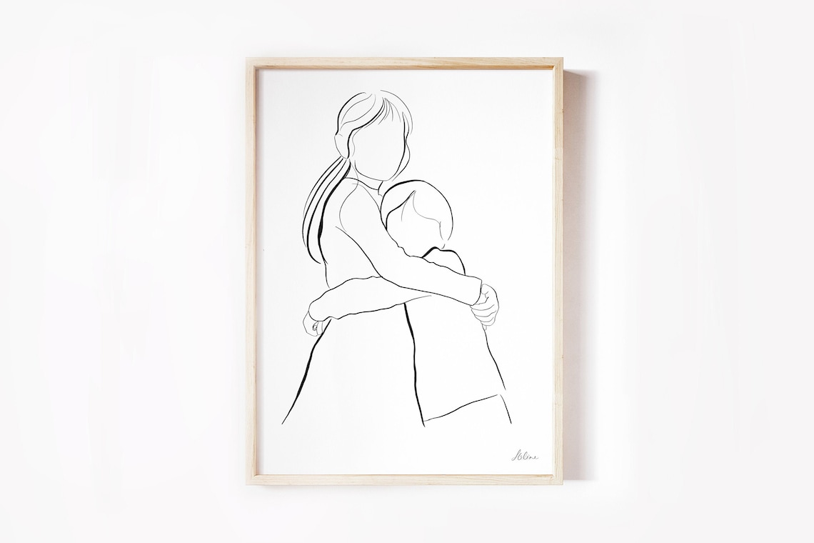 Big Sister Little Brother Line Art Print Sister Gift Family - Etsy Canada