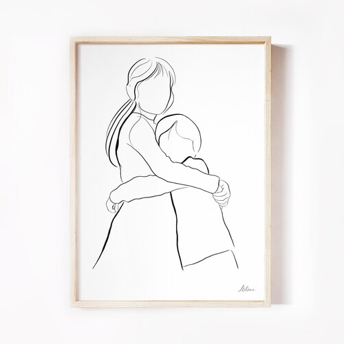 Sisters Line Art Print Sister Gift Family Wall Art Mothers - Etsy