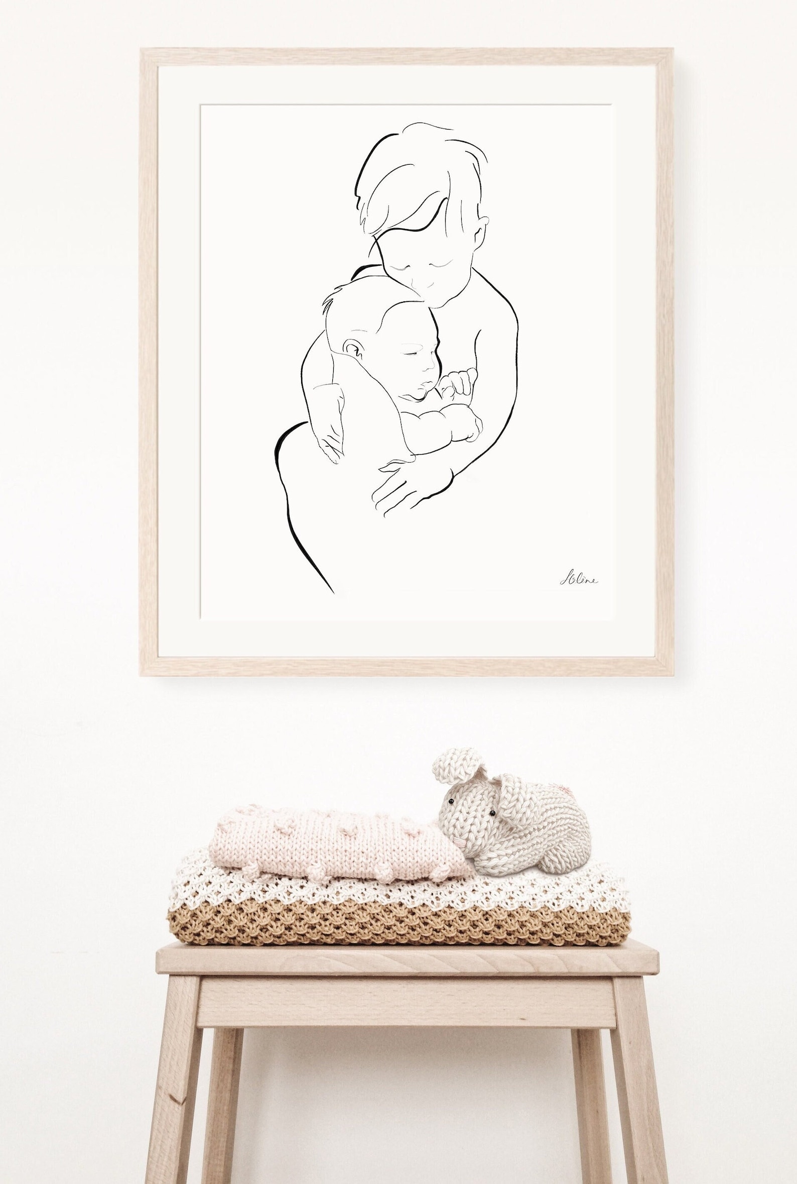 Big Brother Little Brother Line Art Print, Brothers Gift, Family Wall ...