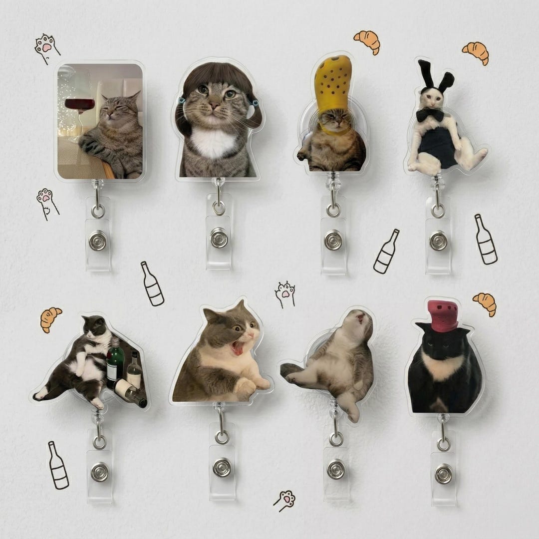Funny Meme Cat Badge Reel, Hilarious Cat Lover Gift, Sarcastic Office ...
