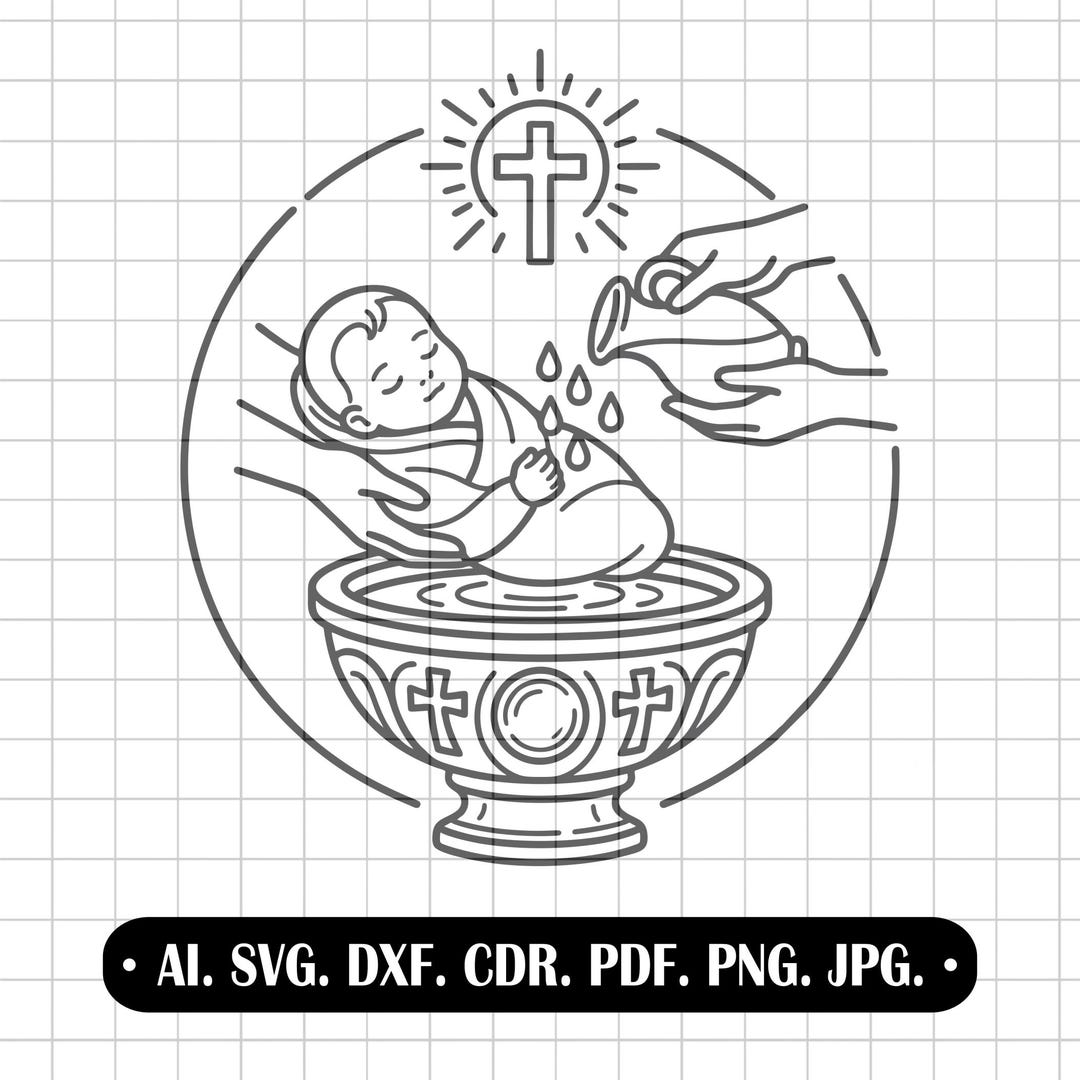 Baptism Souvenir SVG, Baptism Vector, Sacrament of Baptism Illustration ...