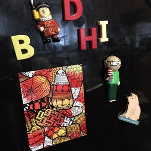 Postcard Magnet Print Halloween Candy Corn Zentangle Doodle Illustrated ...