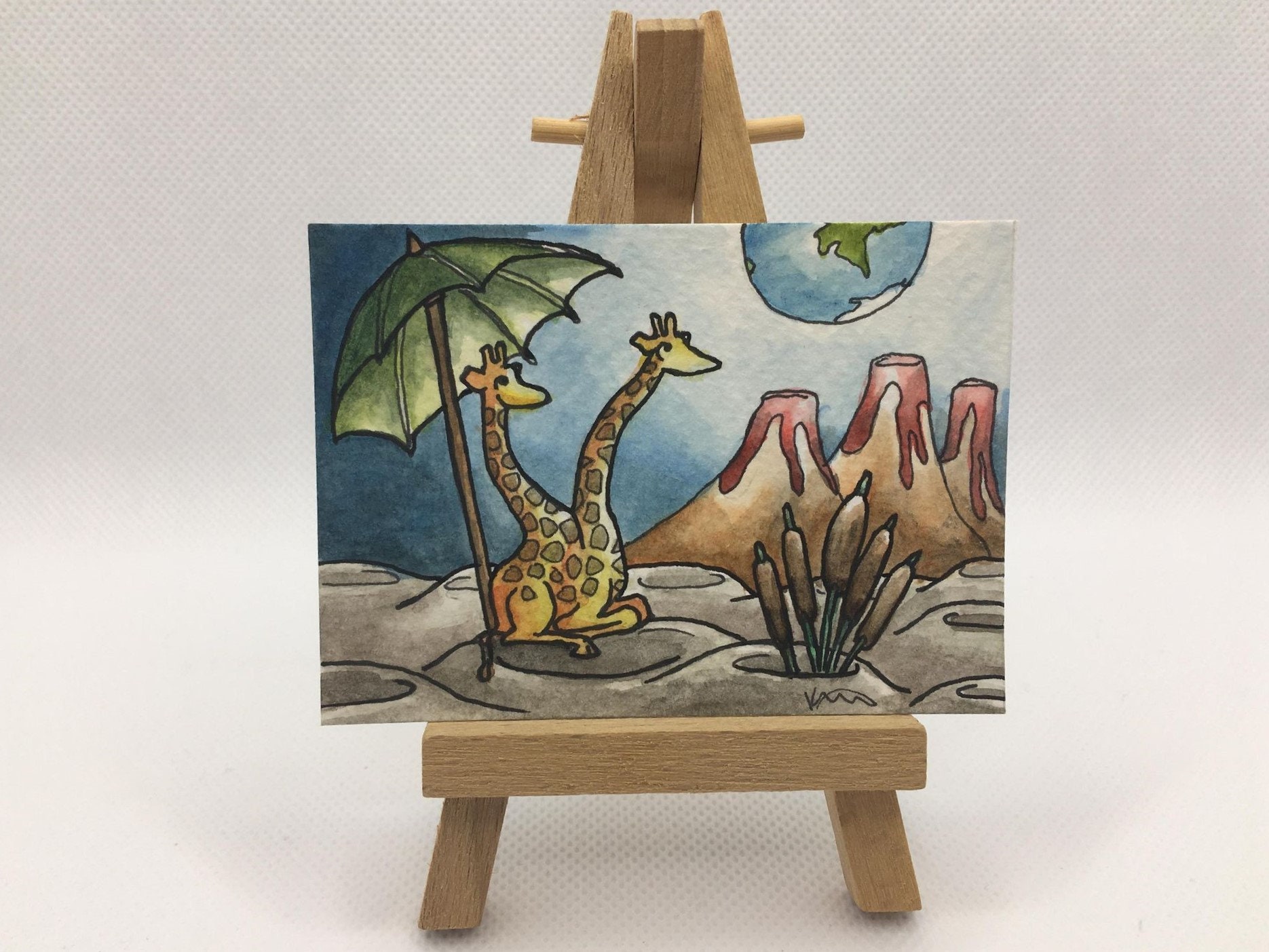 Two Headed Alien Giraffe ACEO 2.5 X 3.5 - Etsy UK