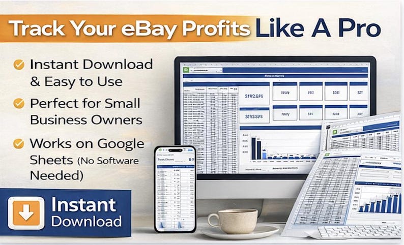 Ebay Profit Tracker Spreadsheet | Reseller Dashboard, Inventory & ROI ...