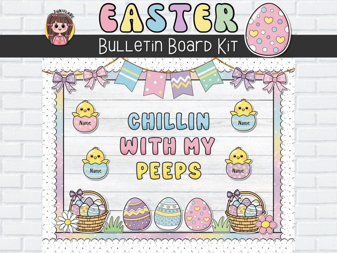 Spring Easter Egg Bulletin Board Kit | Chillin With My Peeps | Chicks ...