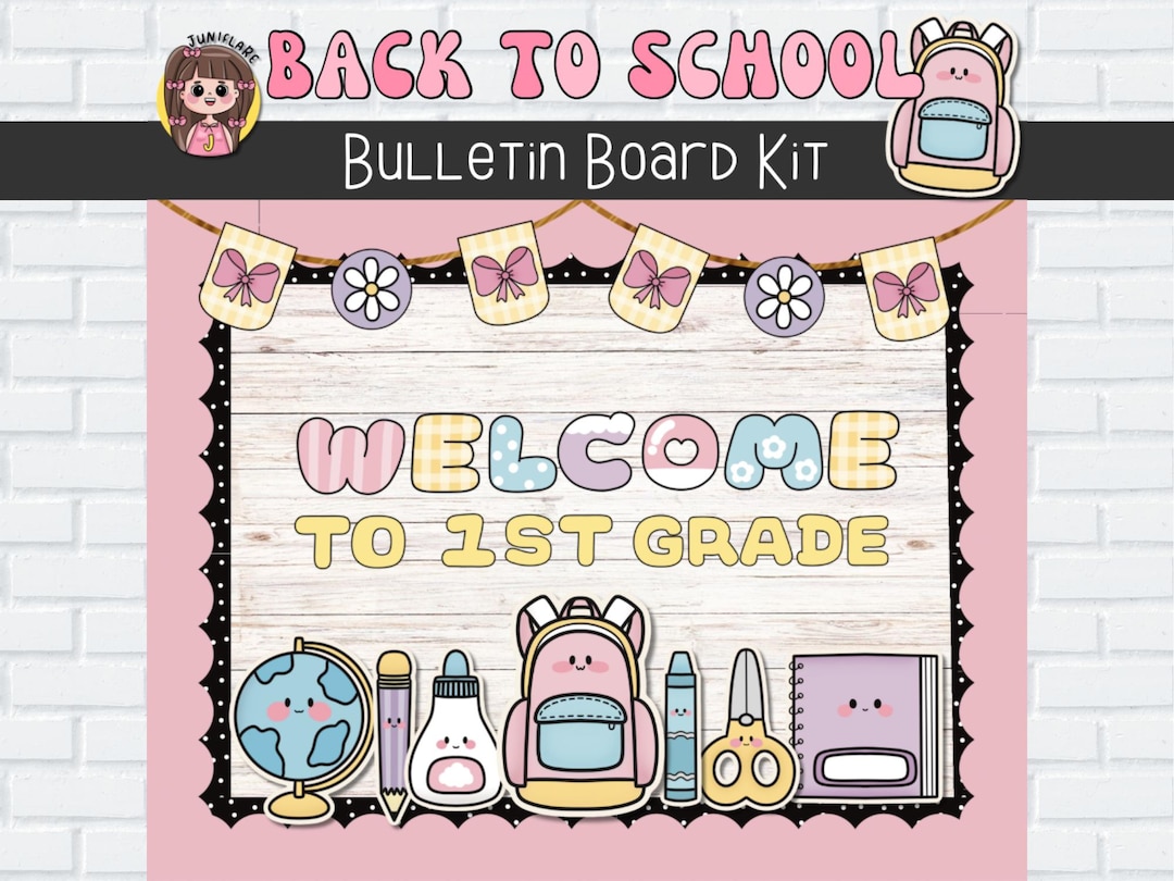 Back to School 1st Grade Bulletin Board Kit | Pastel | School Supplies ...