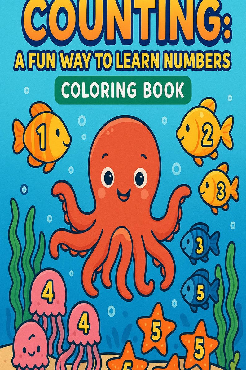 Ocean Counting Coloring Book – Learn Numbers 1-25 With Sea Creatures ...