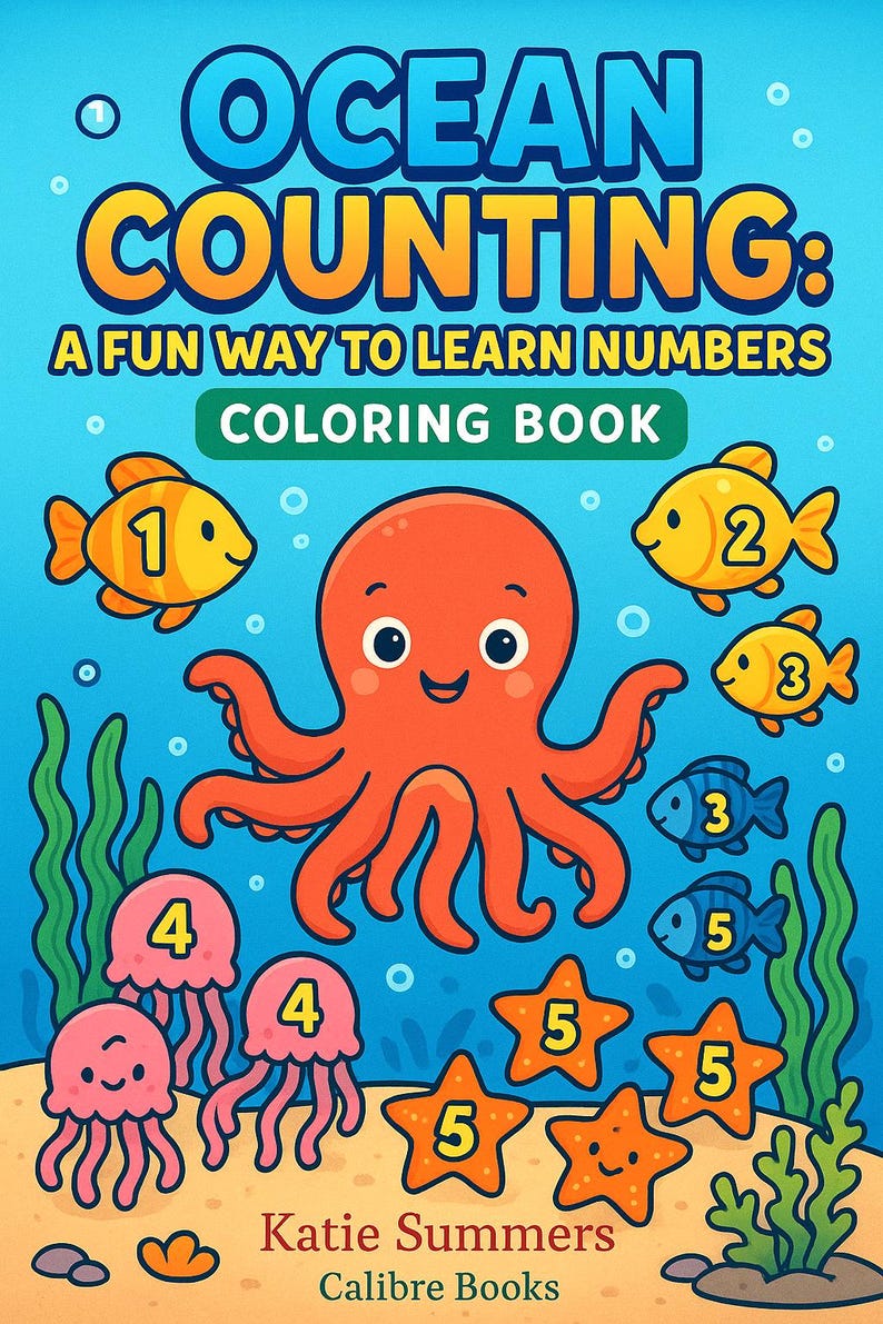 Ocean Counting Coloring Book – Learn Numbers 1-25 With Sea Creatures ...