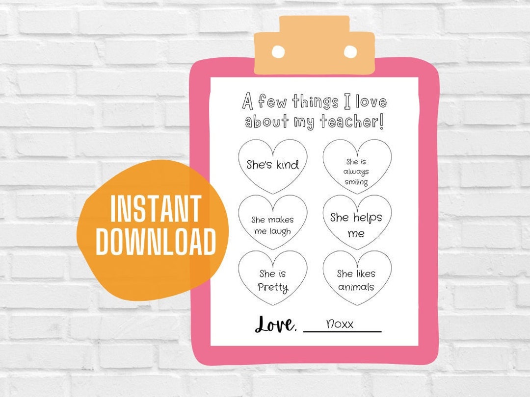 INSTANT DOWNLOAD - PRINTABLE Teacher Valentine - Student Printable ...