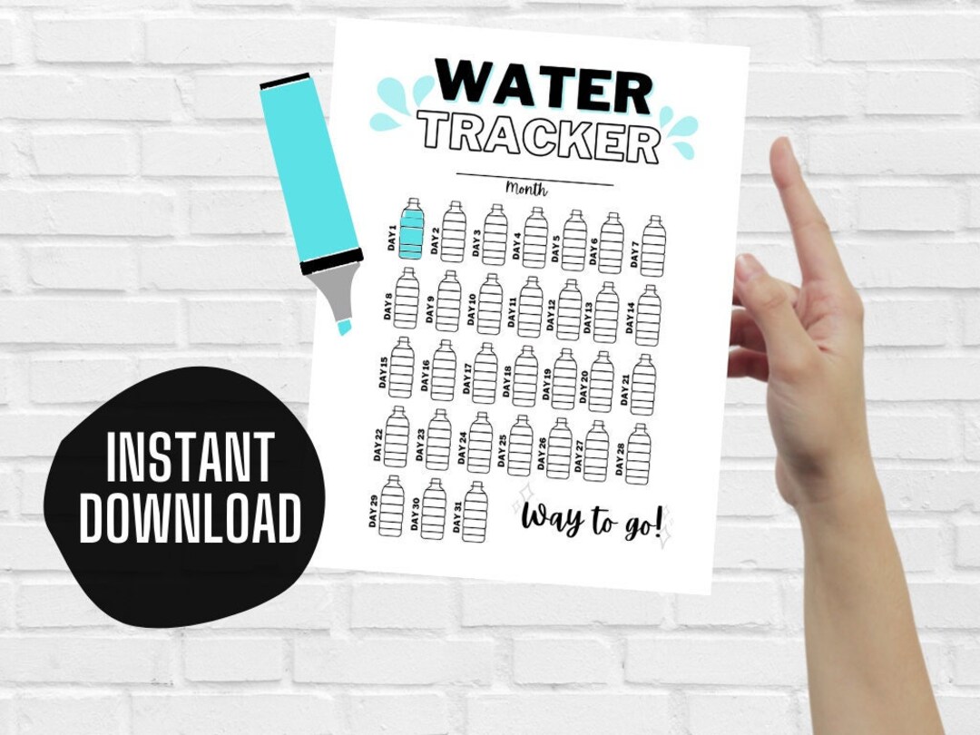 INSTANT DOWNLOAD - PRINTABLE Water Intake Tracker - Drink Tracker ...