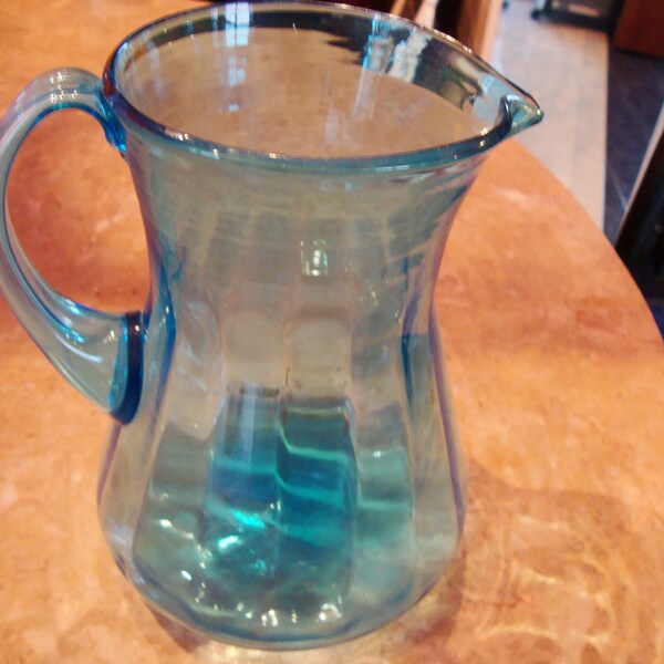 Blue Glass Pitcher - Etsy