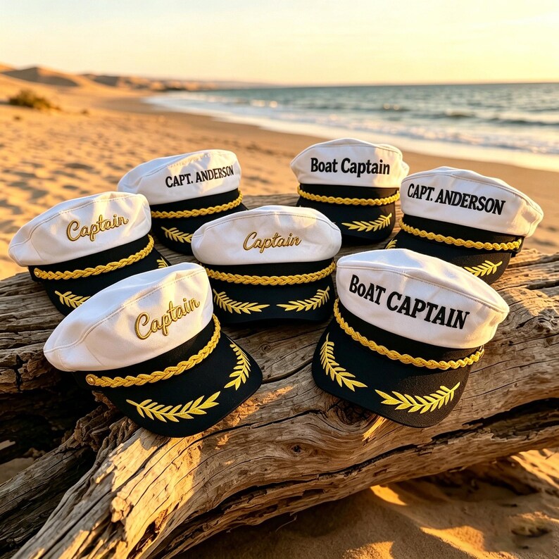 Custom Embroidered Captain Hat - Personalised Boat Hat With Name ...