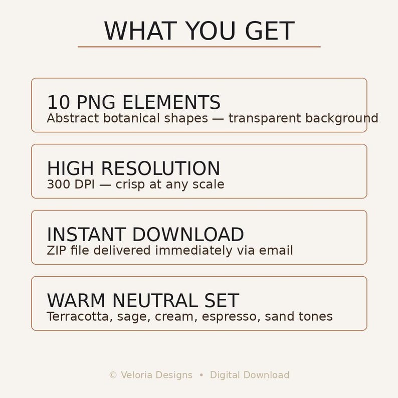 Abstract Botanical Shapes Clip Art – Warm Neutral Terracotta Sage ...