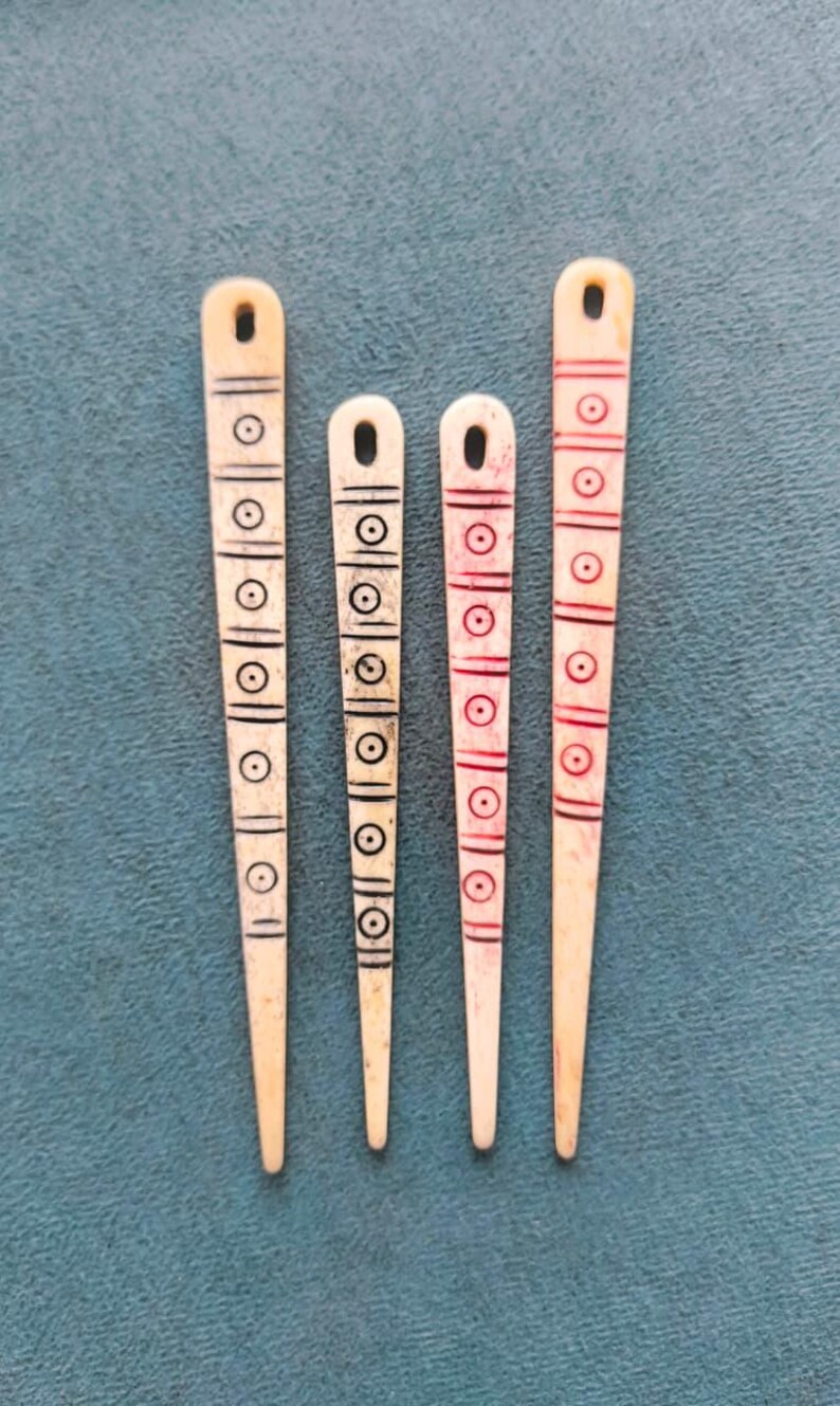 Antique Bone Nalbinding Needle | Viking Yarn Handmade Craft Tool, Red ...