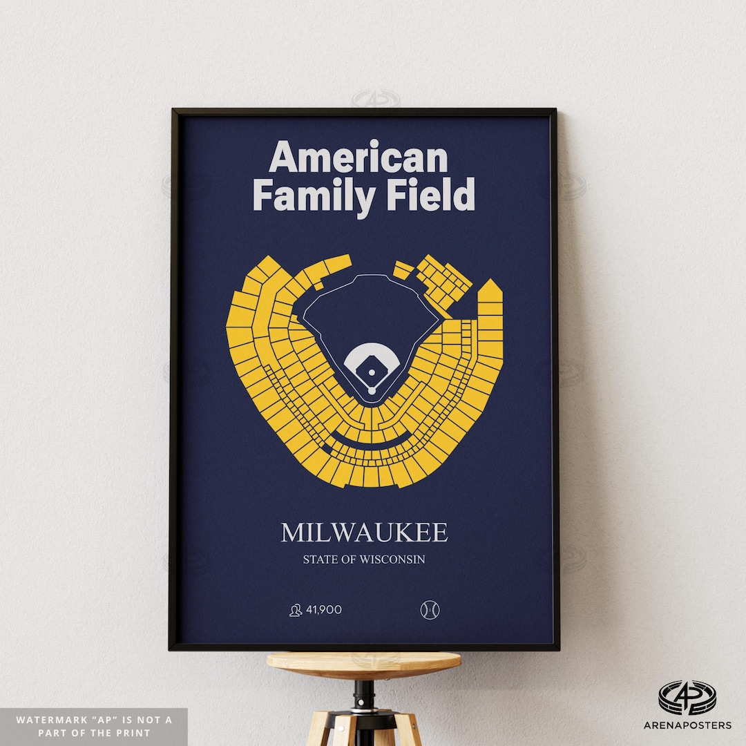 Milwaukee Brewers Stadium Print, American Family Field Poster ...
