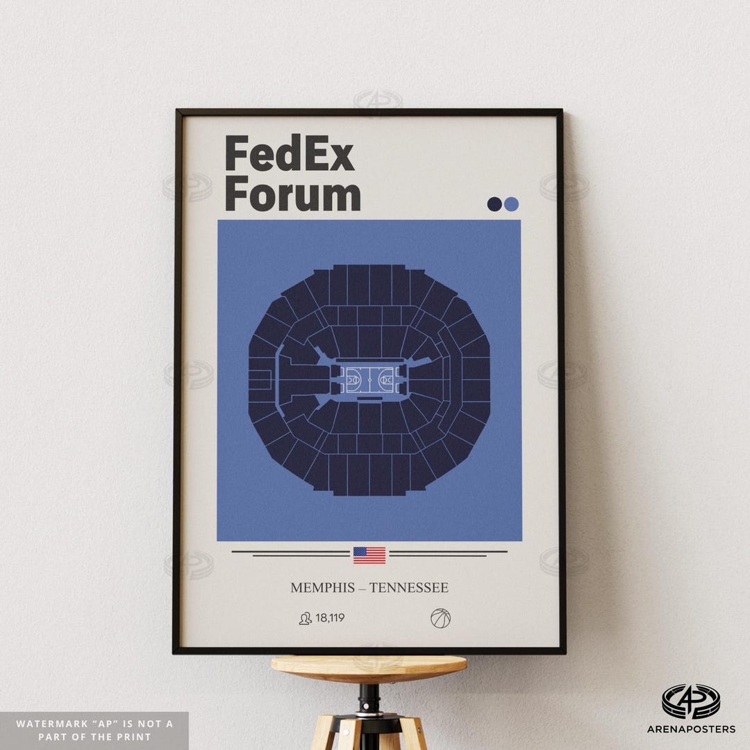 Fedex Forum Poster, Grizzlies Print, Basketball Poster, Minimalist ...