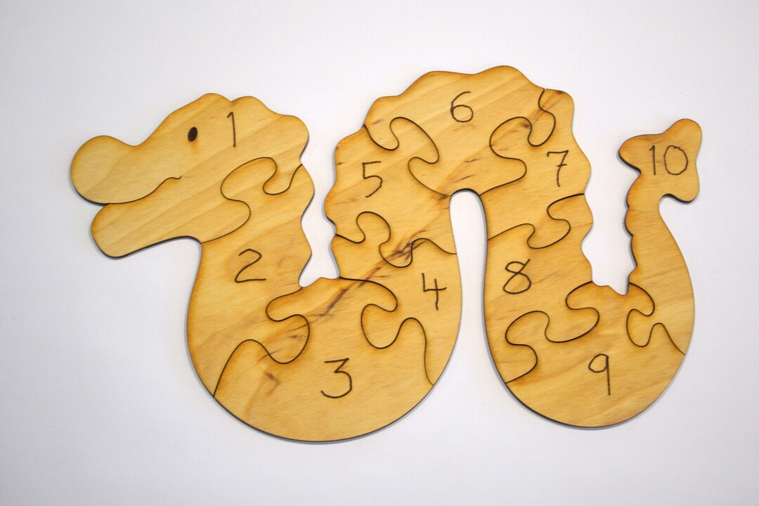 Dragon Counting Puzzle With Storage Bag Baltic Toy Grade 1/8" Plywood ...