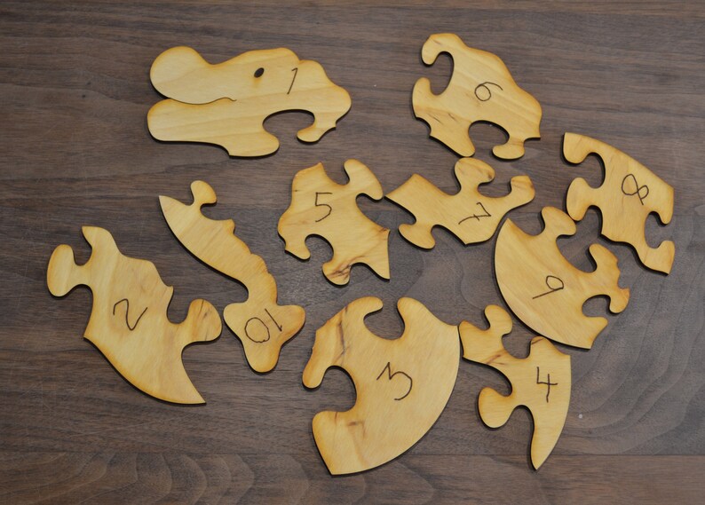 Dragon Counting Puzzle With Storage Bag Baltic Toy Grade 1/8" Plywood ...