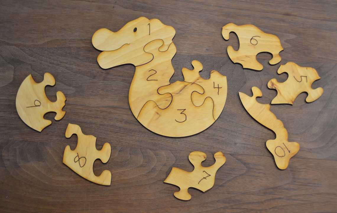 Dragon Counting Puzzle With Storage Bag Baltic Toy Grade - Etsy